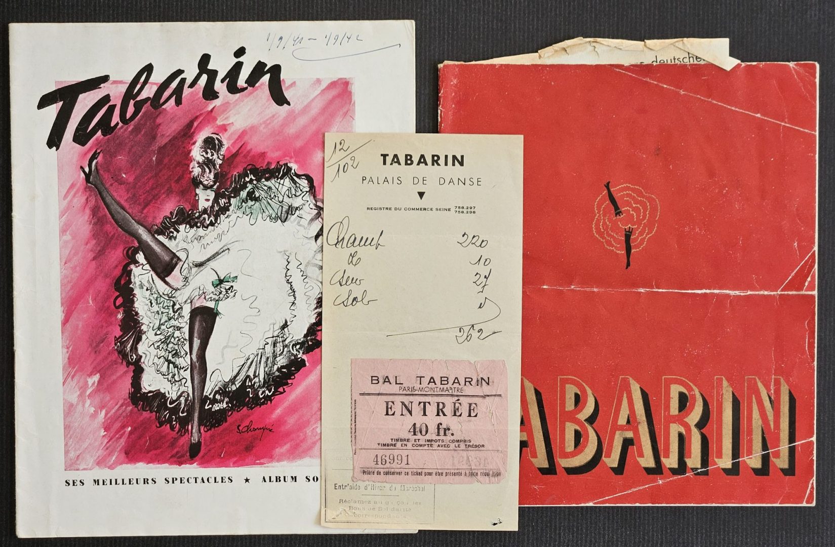 LOT DE DEUX PROGRAMMES DU BAL TABARIN 1940-1941 , 1941-1942, TICKET D ...
