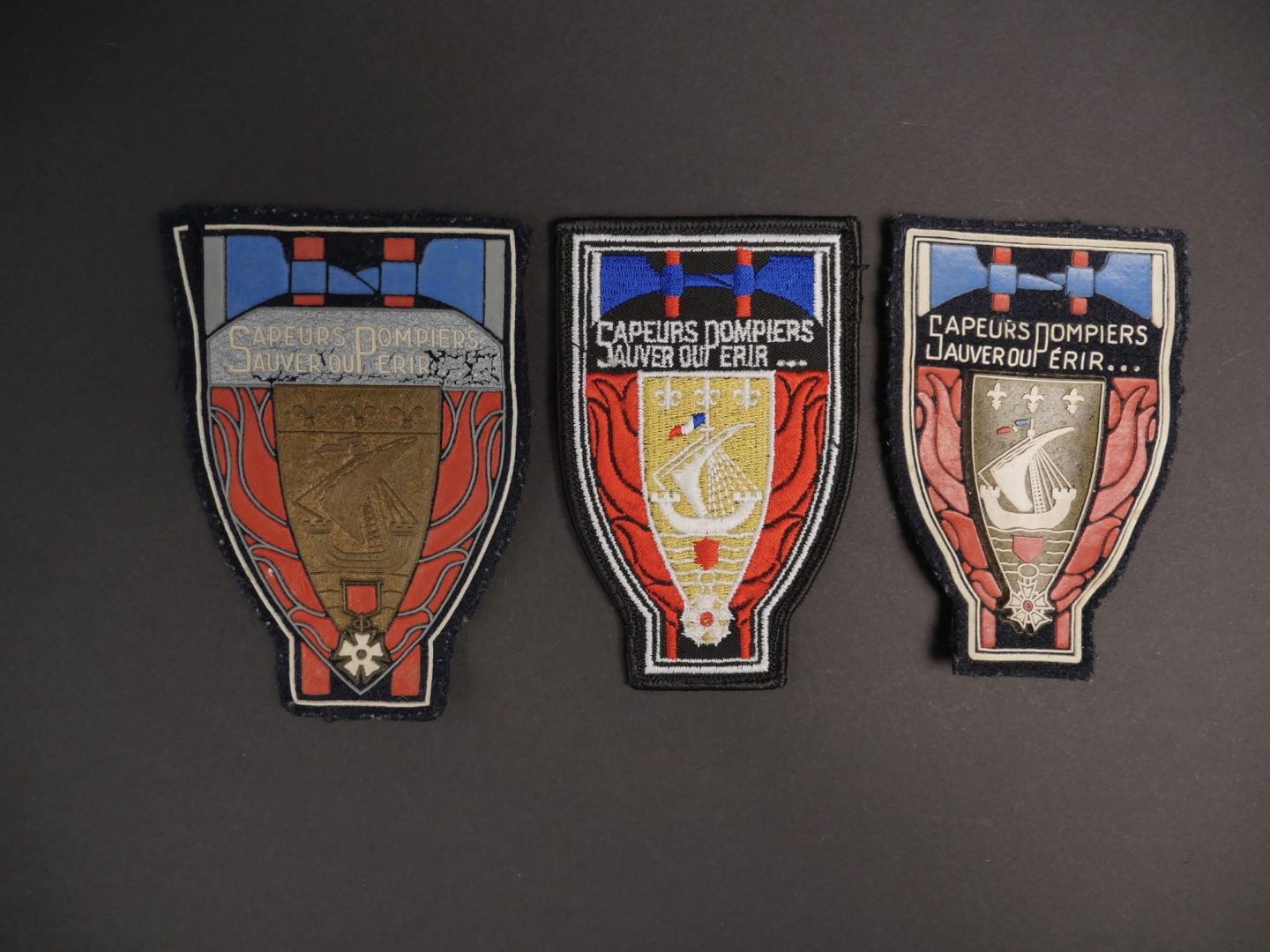 Lot de 3 écussons de la BSPP | Aiolfi G.b.r.