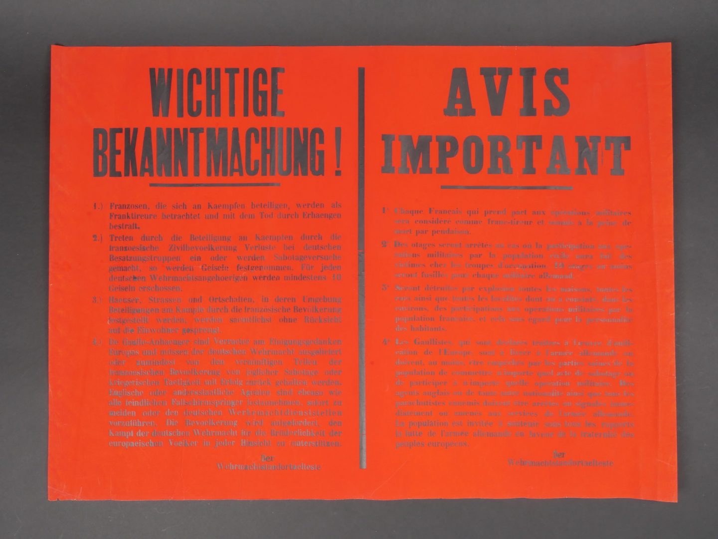 Affiche d'Avis Important. | Aiolfi G.b.r.