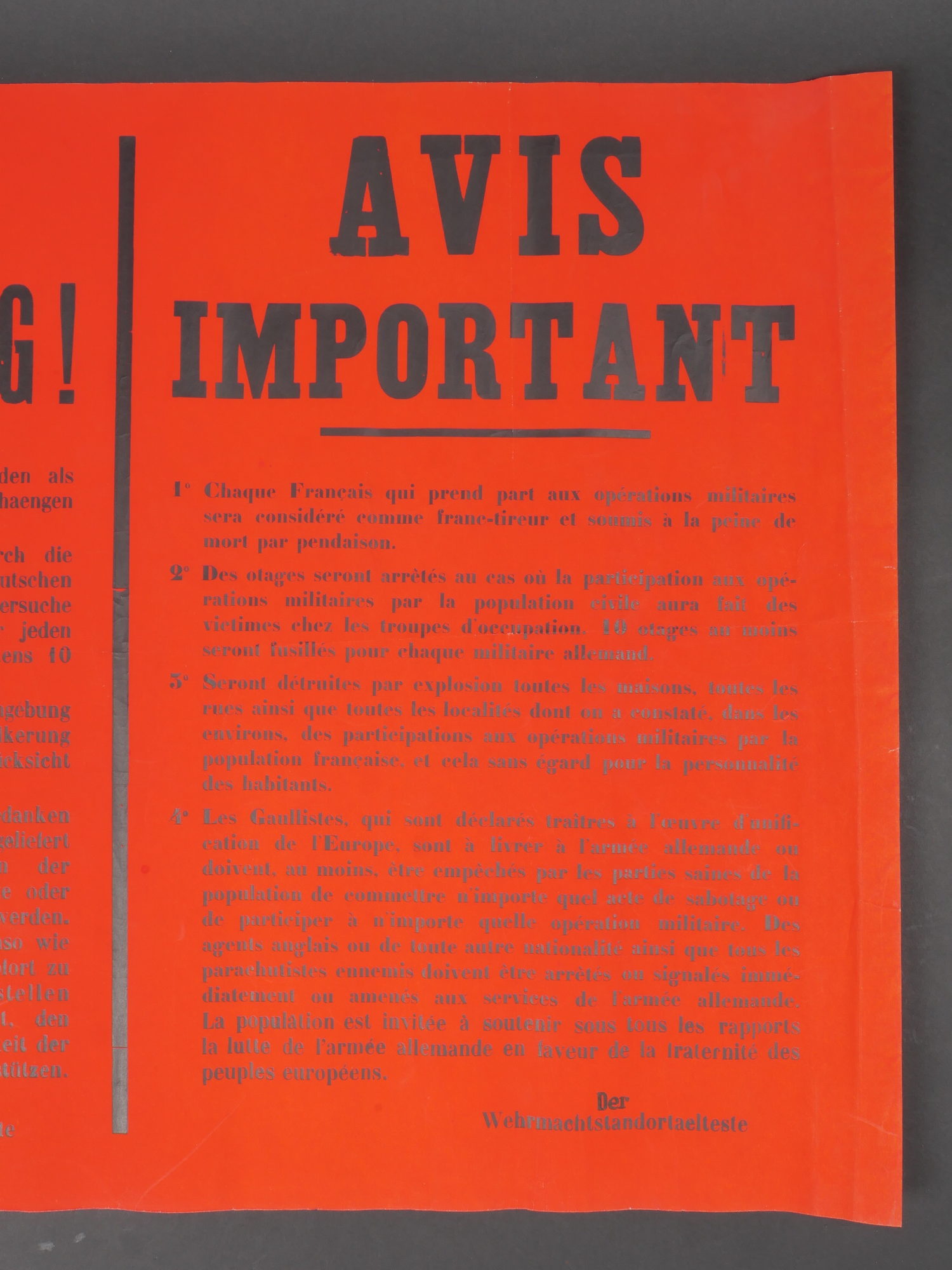Affiche d'Avis Important. | Aiolfi G.b.r.