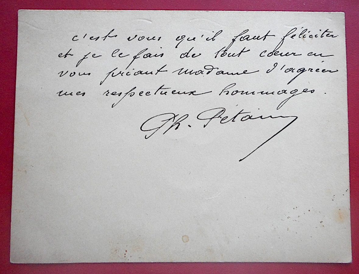 Carte lettre autographe signée de Philippe Pétain | Aiolfi G.b.r.