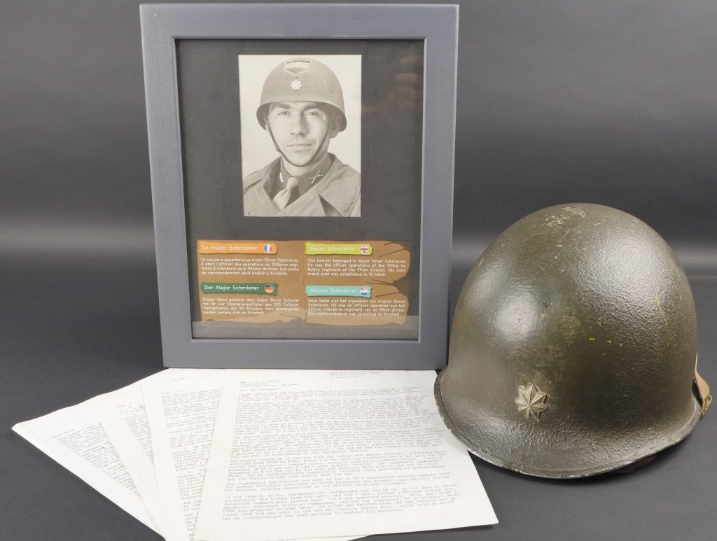 Casque du Lieutenant Colonel Schmierer 99TH ID. Helmet of Lieutenant ...
