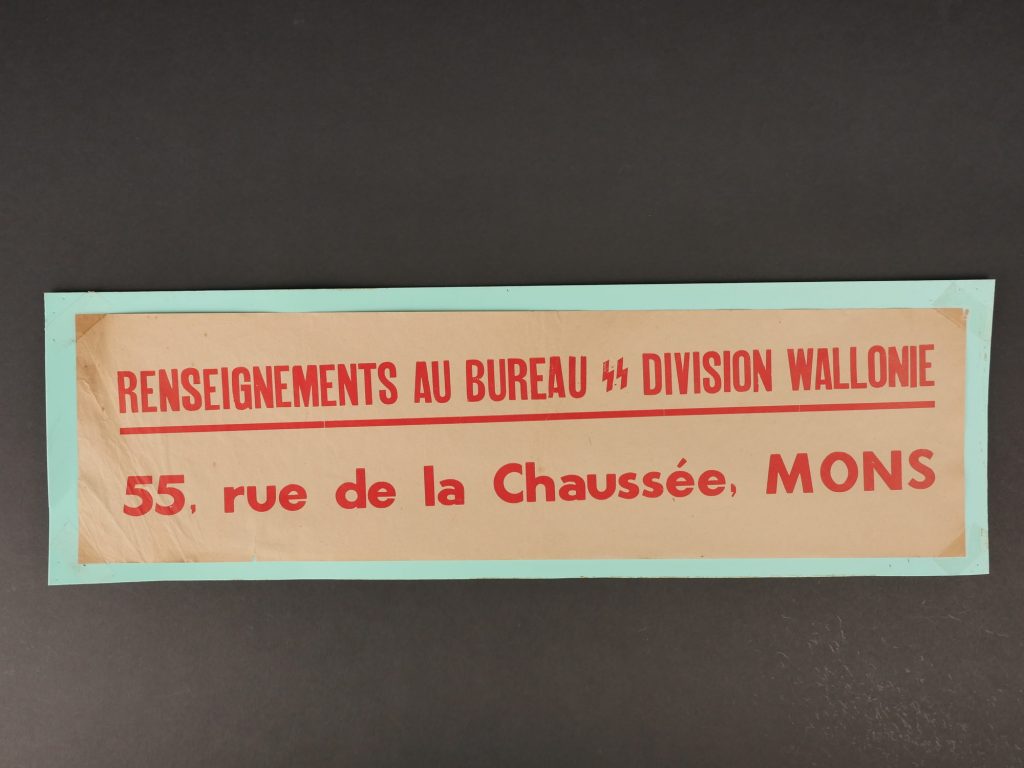 Bandeau d’engagement dans la SS Division Wallonie. Band of engagement ...