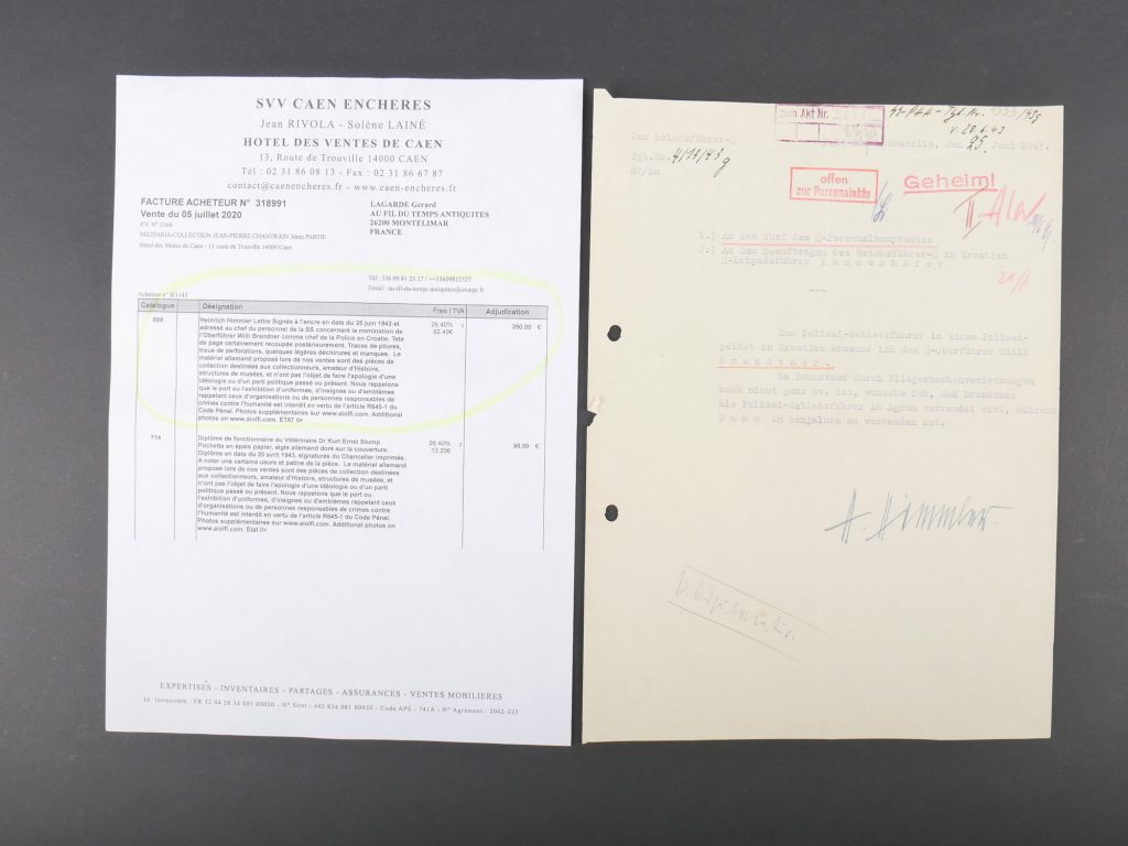 Autographe Heinrich Himmler. Heinrich Himmler autograph. | Aiolfi G.b.r.