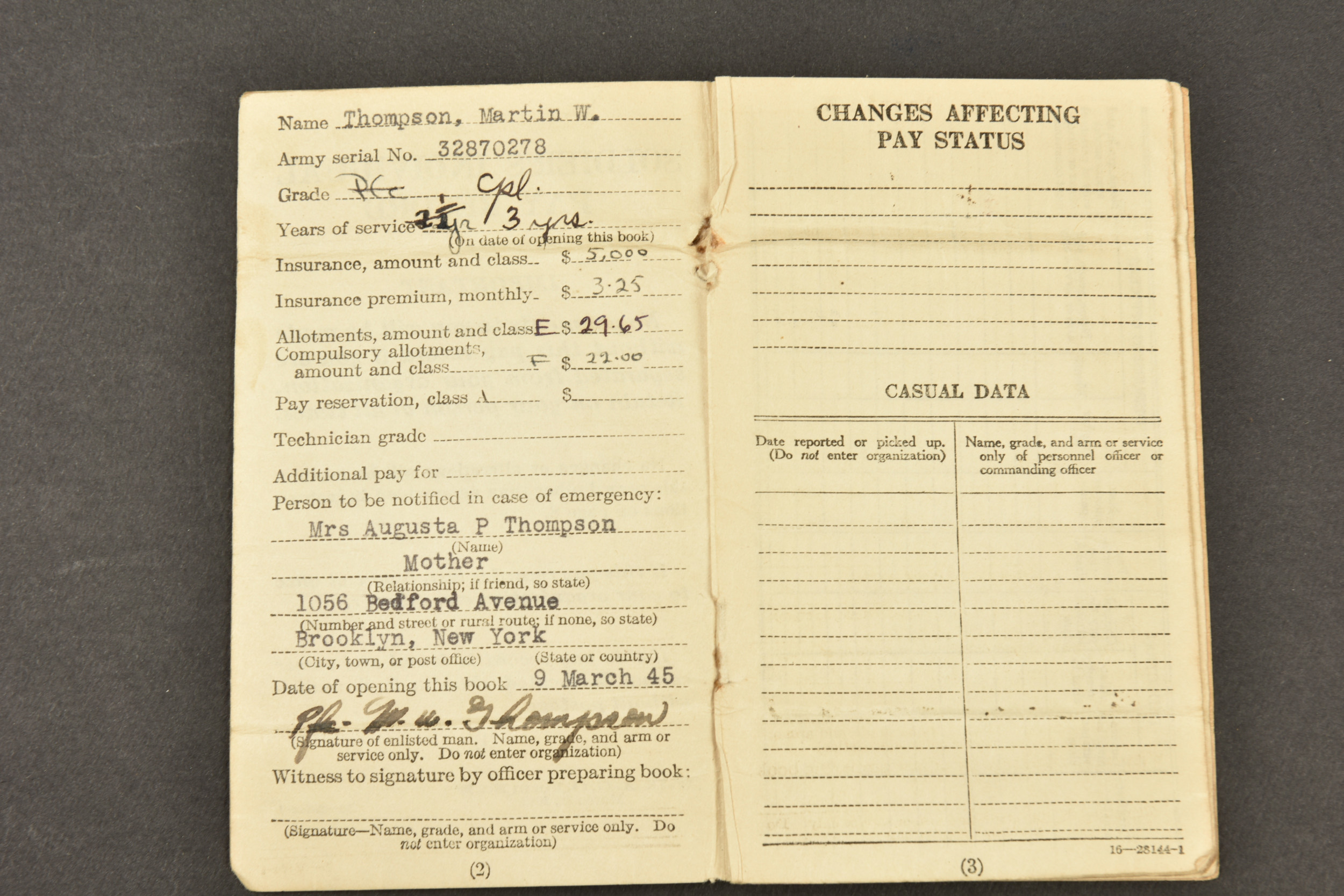 Courriers et souvenir du GI Martin Thompson. | Aiolfi G.b.r.