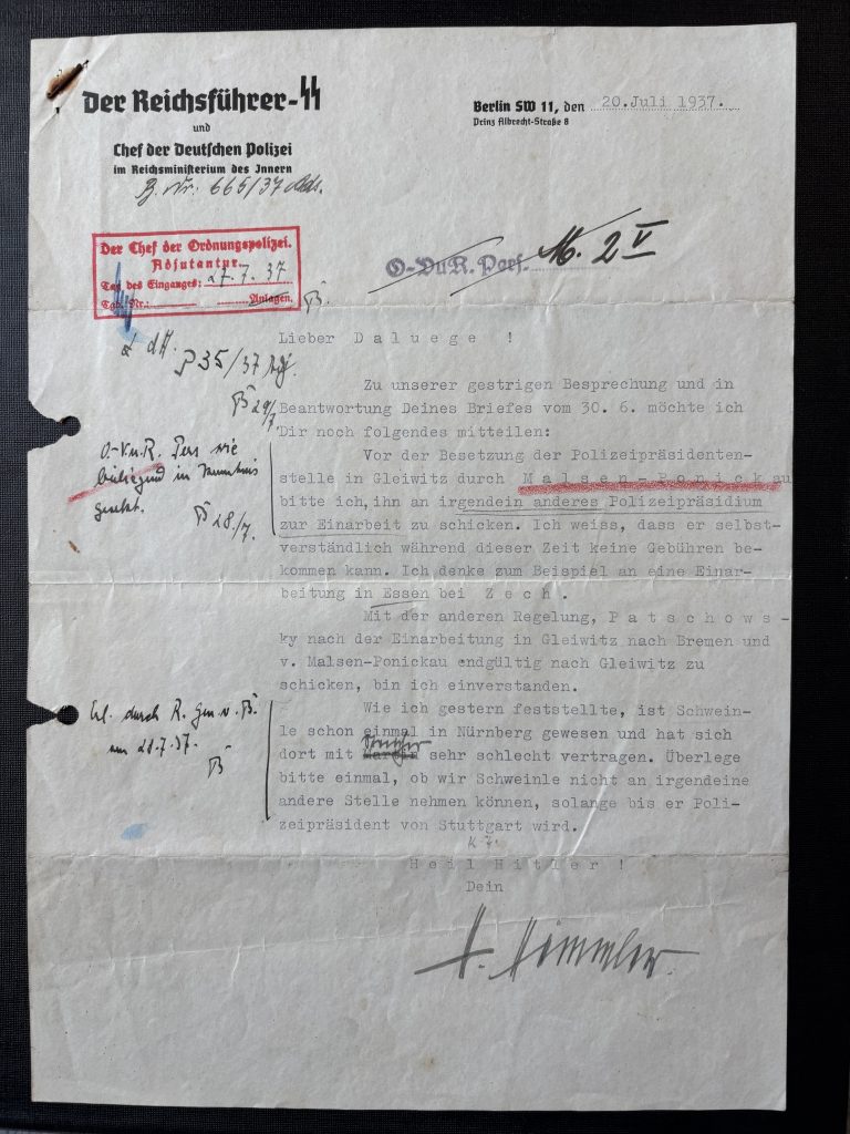 Documents Reichsführer SS. Heinrich Himmler autograph. | Aiolfi G.b.r.